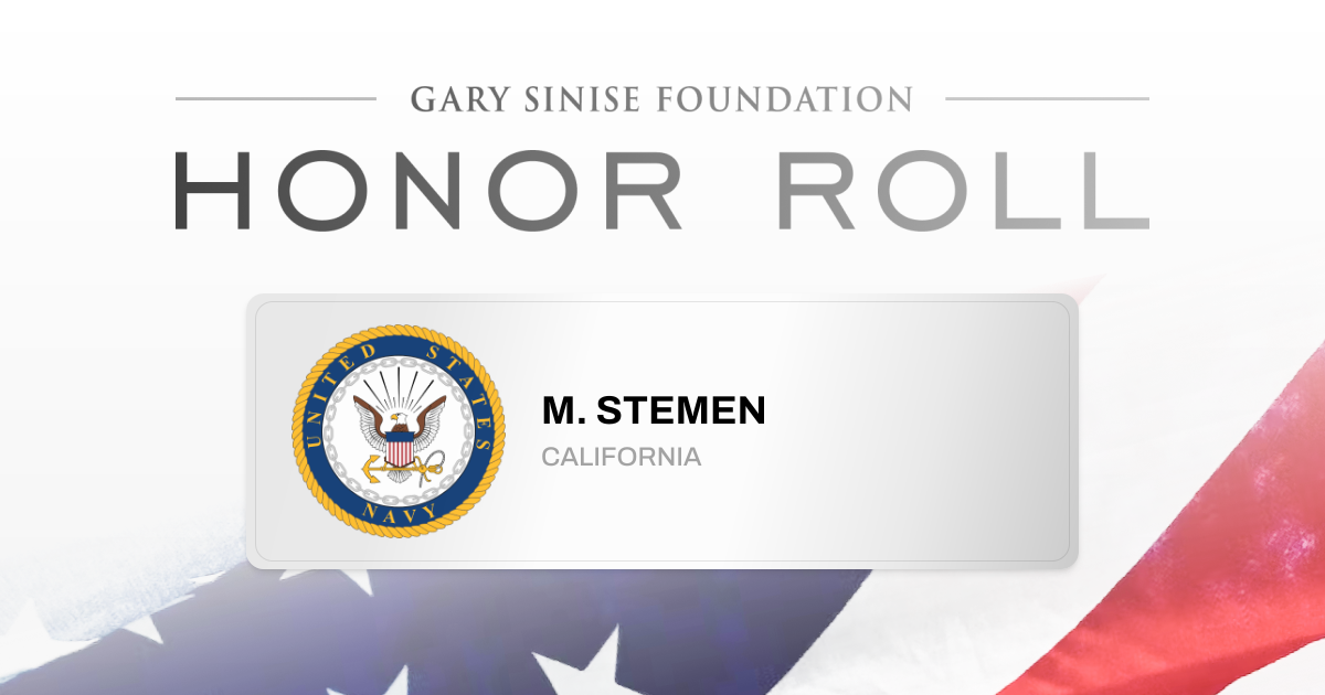 M. Stemen | Honor Roll | Gary Sinise Foundation